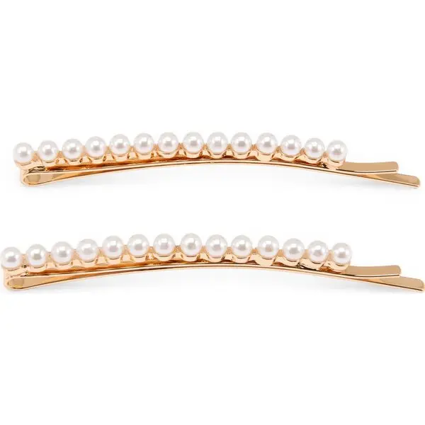Ettika Set Of 2 Faux Pearl Hair Pins - Gold