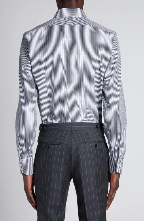 TOM FORD Stripe Cotton Blend Button-up Shirt