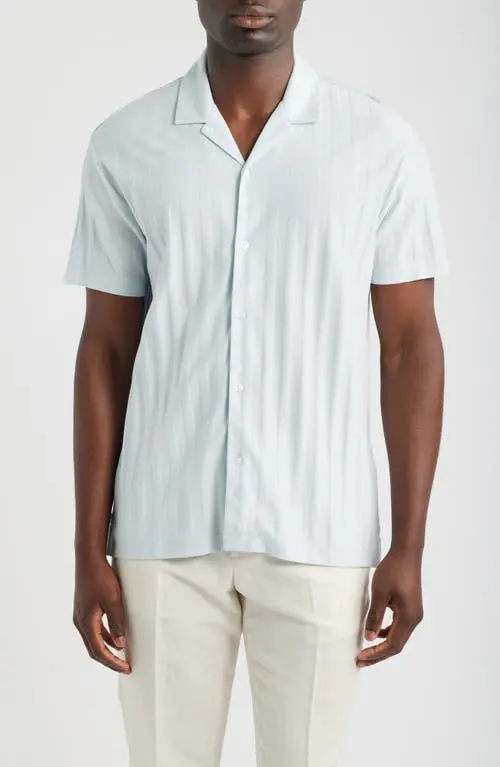 REISS Sampson Short Sleeve Woven Shirt - Soft Blue