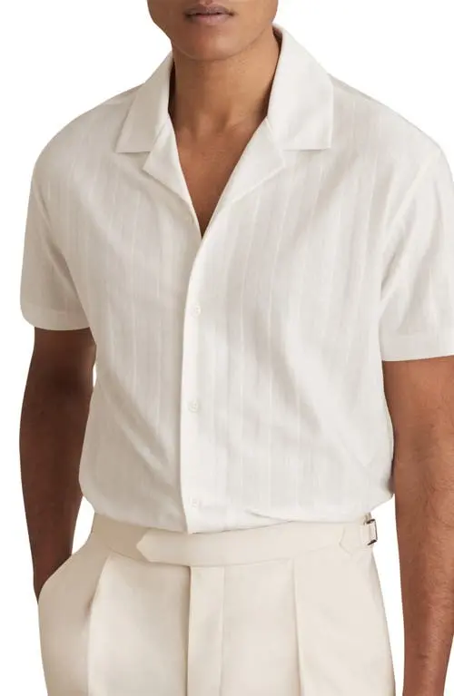 REISS Sampson Short Sleeve Woven Shirt - White