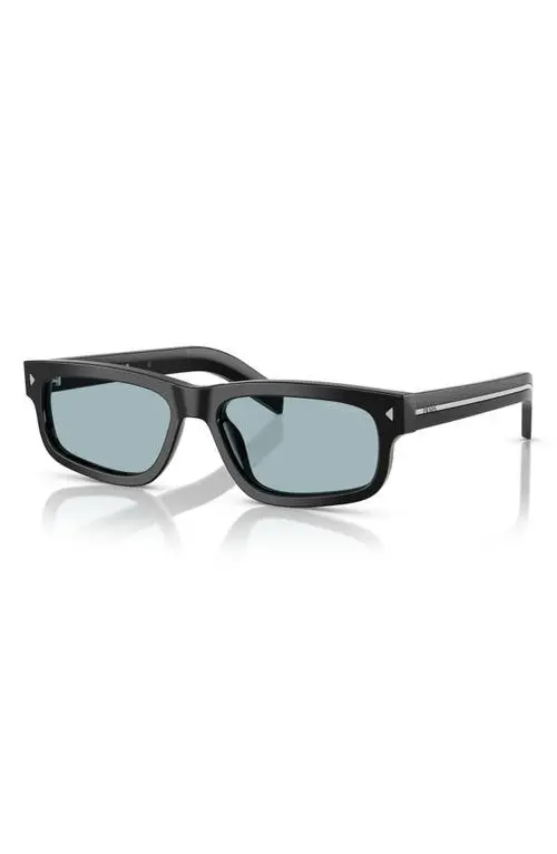 Prada 57mm Rectangular Sunglasses - Black