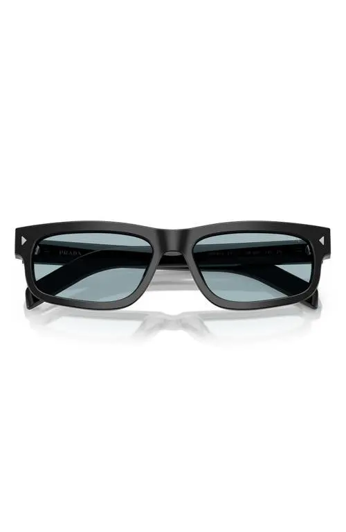 Prada 57mm Rectangular Sunglasses - Black