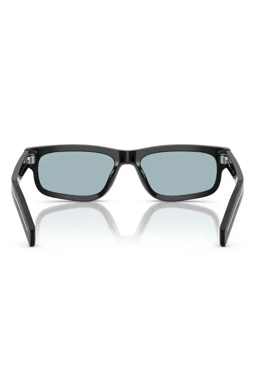 Prada 57mm Rectangular Sunglasses - Black
