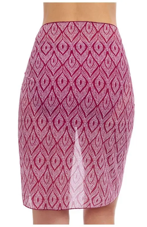 GOTTEX Plume Sarong Wrap Mesh Skirt - Brick Wh