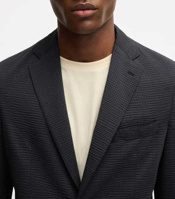 BOSS Seersucker Slim Blazer - Black
