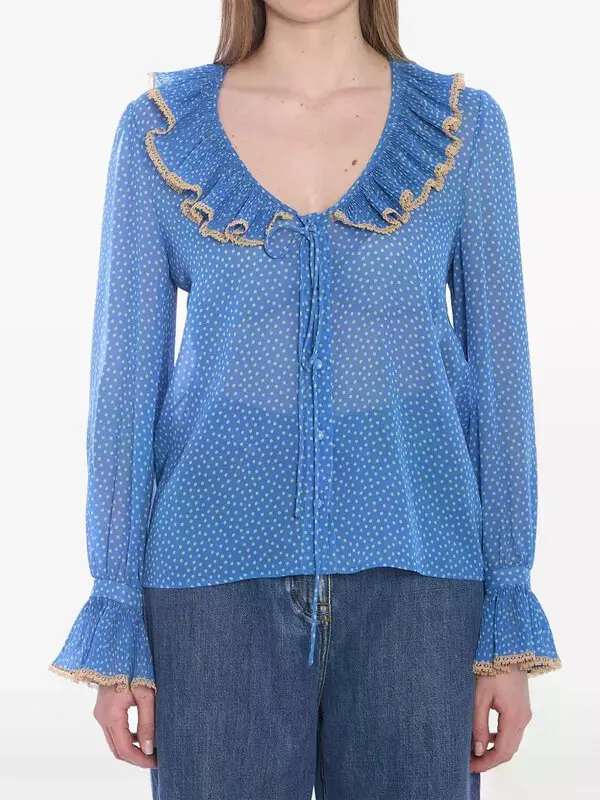 Valentino Garavani Polka Dot-print Silk Blouse - Blue