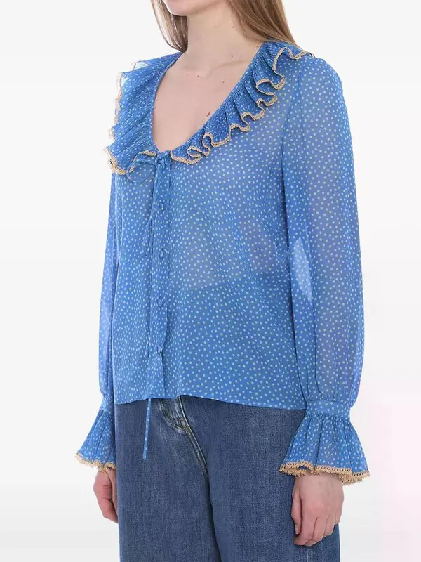 Valentino Garavani Polka Dot-print Silk Blouse - Blue