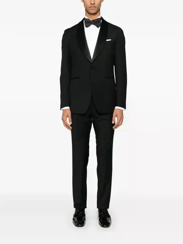 Tagliatore Satin-trim Suit - Black