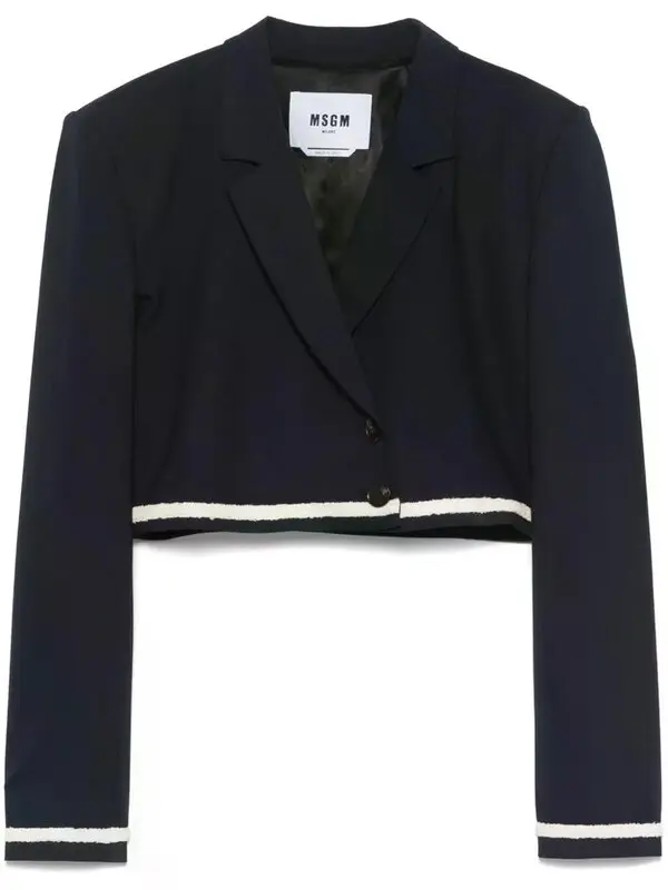 MSGM Cropped Double-breasted Blazer - Blue