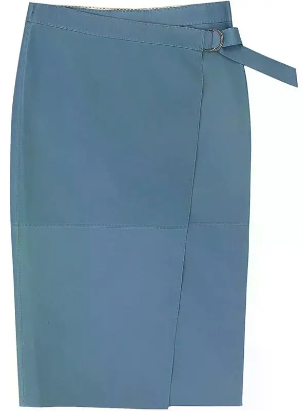 Loro Piana Wrap-effect Leather Pencil Skirt - Blue