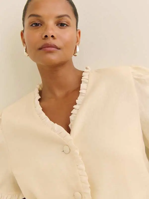 REFORMATION Bess Linen Top - Ivory