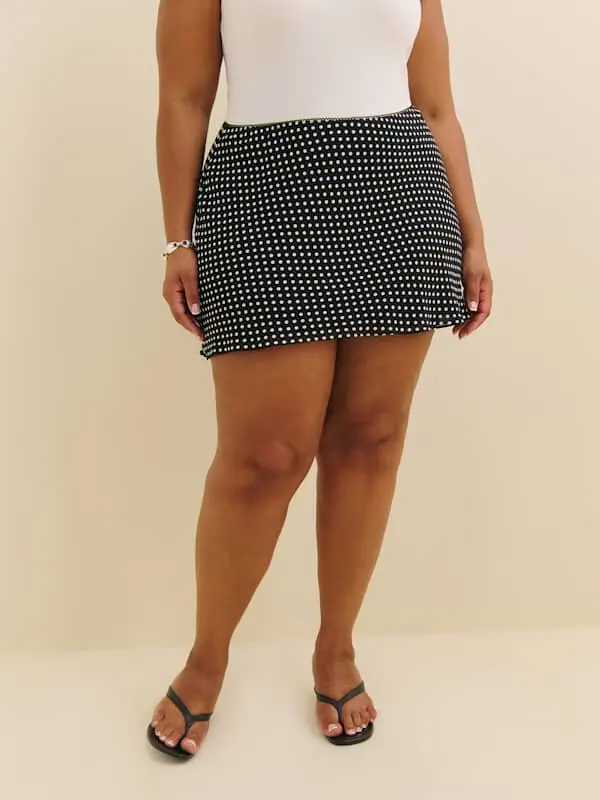 REFORMATION Brandy Lace Trim Skirt - Caviar Dot