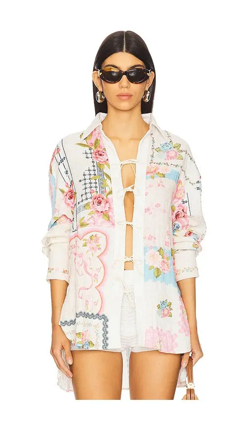 Agua Bendita Swan Meraki Top In Cream