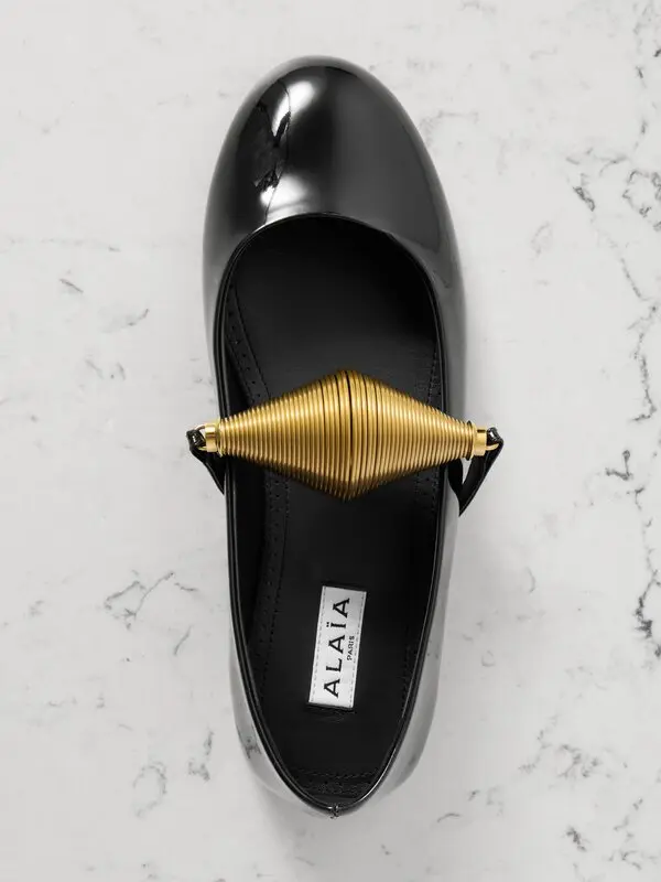 Alaïa Embellished Patent-leather Ballerinas