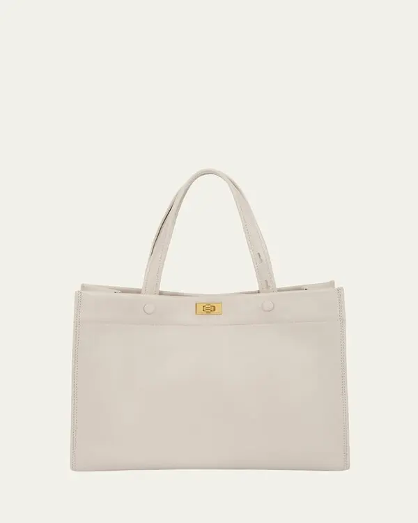 ANYA HINDMARCH Small Calfskin Tote Bag - Chalk