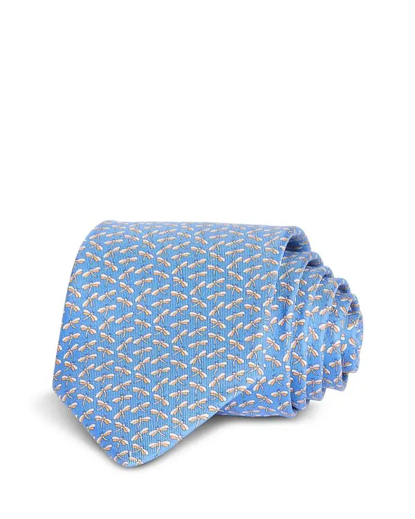 FERRAGAMO Silk Dragonfly Neck Tie - Light Blue