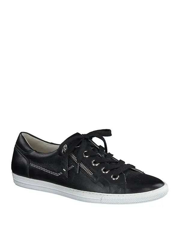 Paul Green Addie Leather Sneakers - Black Leather