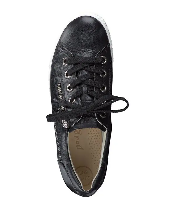 Paul Green Addie Leather Sneakers - Black Leather