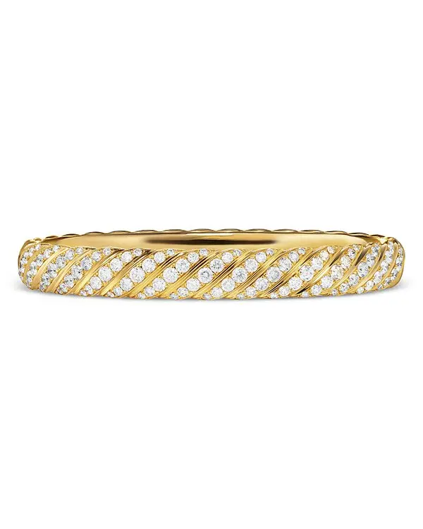 David Yurman Sculpted Cable Bangle With Diamonds - Gold