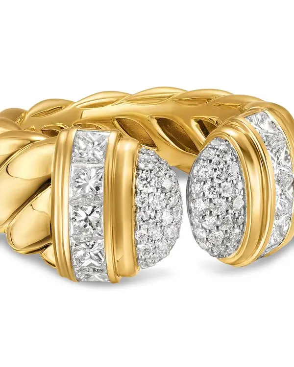David Yurman Sculpted Cable Open Cocktail Ring With Diamonds