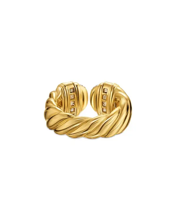 David Yurman Sculpted Cable Open Cocktail Ring With Diamonds