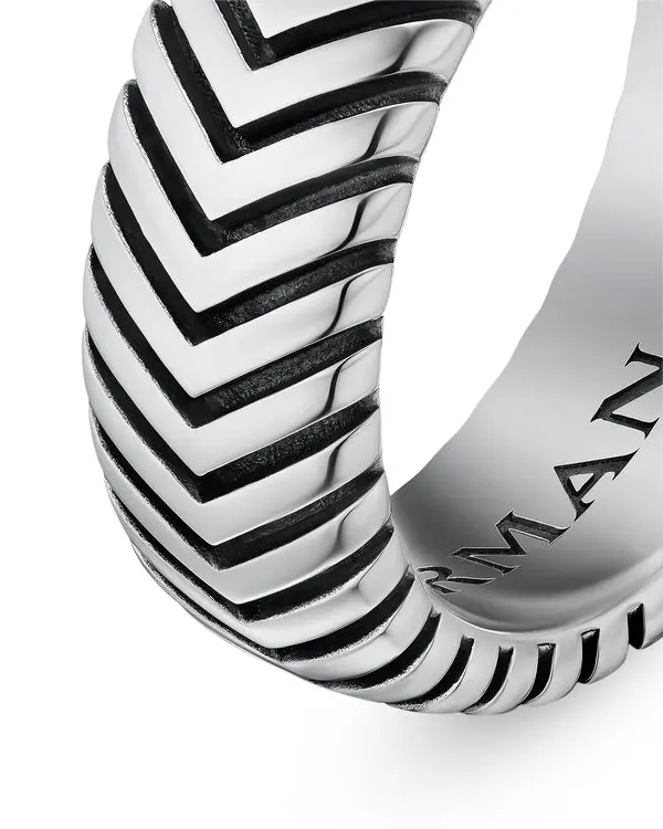 David Yurman Chevron Band Ring In Sterling 8mm - Silver