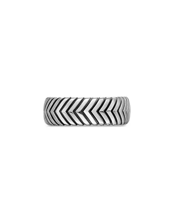 David Yurman Chevron Band Ring In Sterling 8mm - Silver