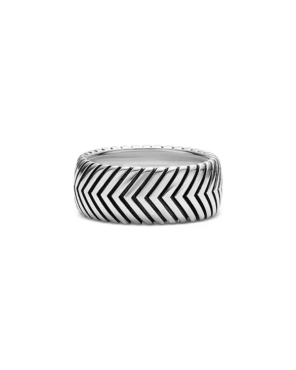 David Yurman Chevron Band Ring In Sterling 10mm - Silver