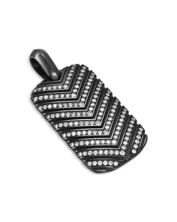 David Yurman Chevron Tag With Diamonds, 27mm - White/black