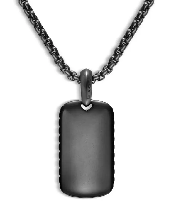 David Yurman Chevron Tag With Diamonds, 27mm - White/black