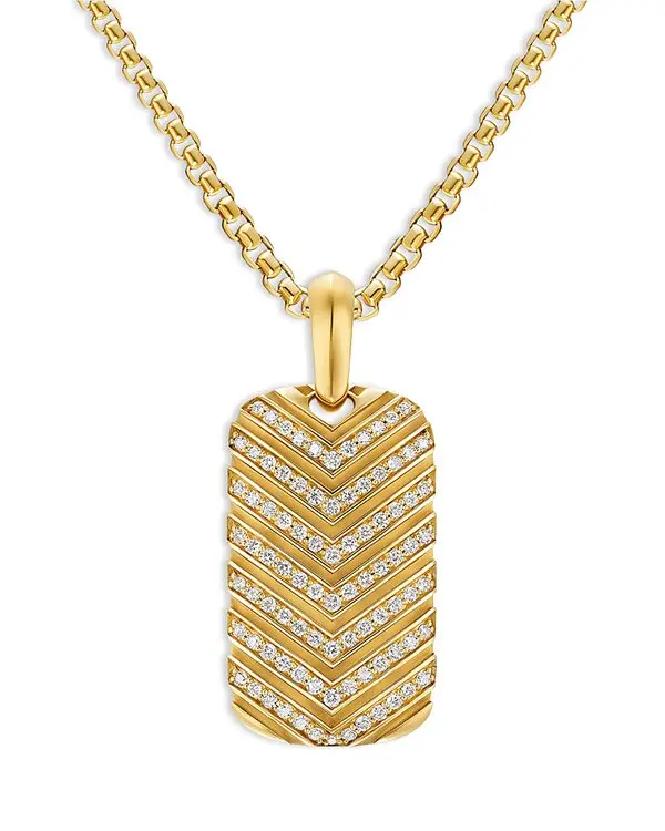 David Yurman Chevron Tag With Diamonds - White/gold