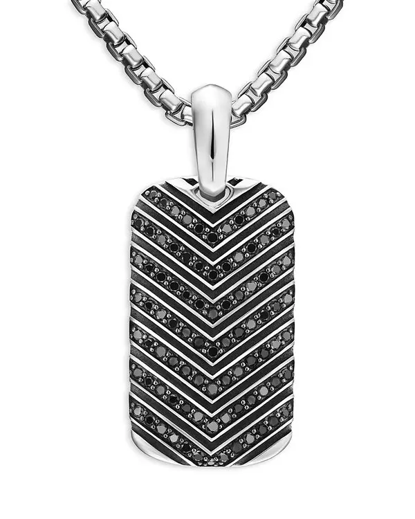 David Yurman Chevron Tag With Black Diamonds - Black/silver