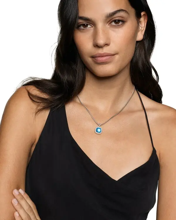 David Yurman Albion Pendant With Blue Topaz And Diamonds