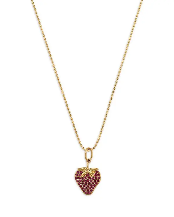 SYDNEY EVAN 14k Yellow Ruby & Diamond Strawberry Pendant Necklace - Gold