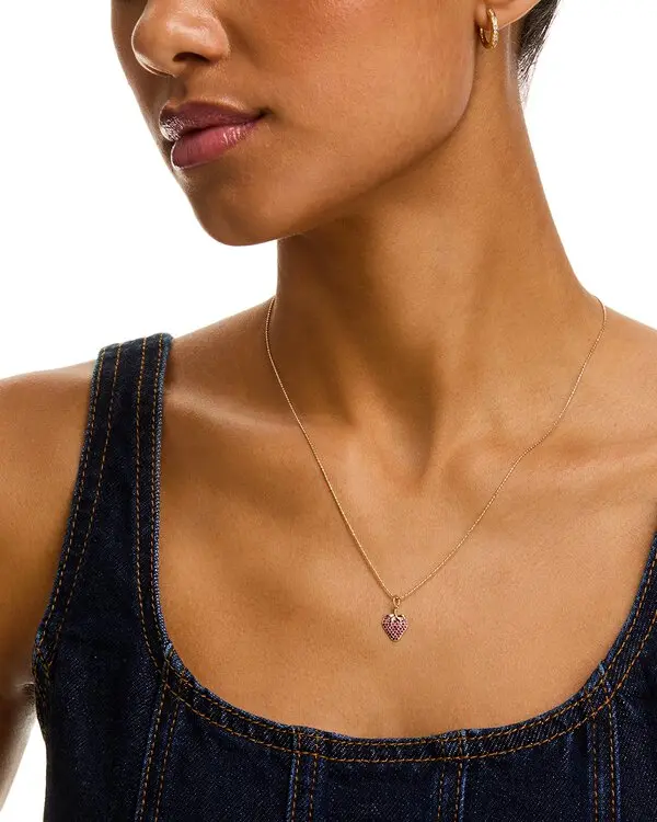 SYDNEY EVAN 14k Yellow Ruby & Diamond Strawberry Pendant Necklace