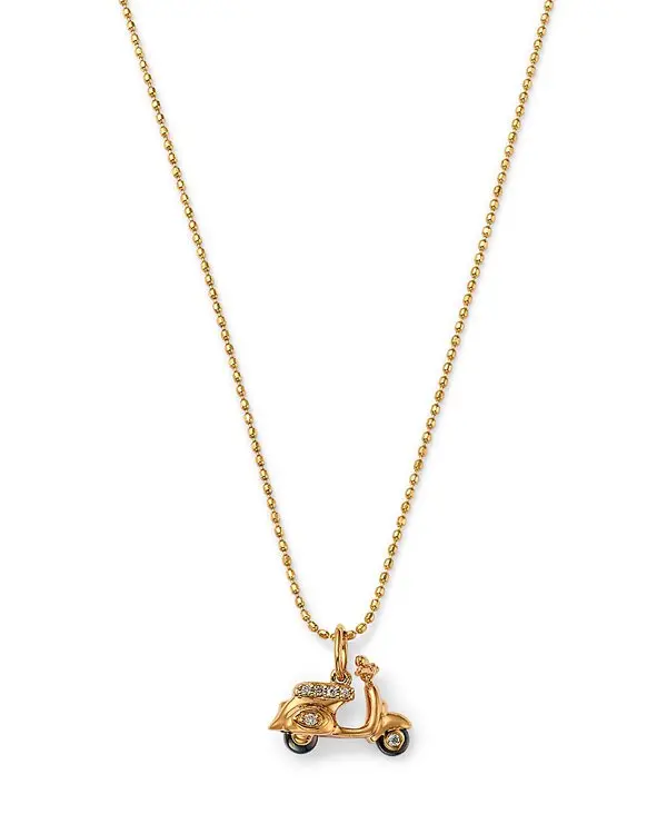 SYDNEY EVAN 14k Yellow Diamond Vespa Charm Pendant Necklace - Gold