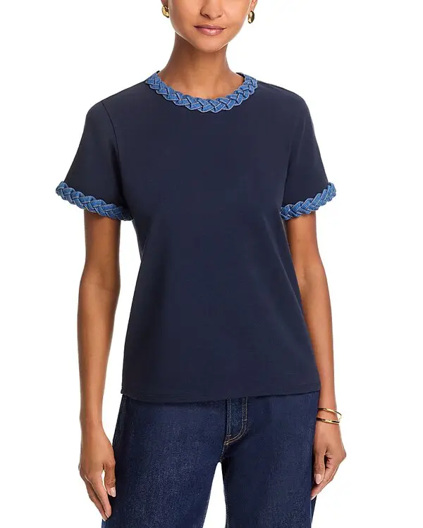 Cinq À Sept Denim Braided Tee - Navy