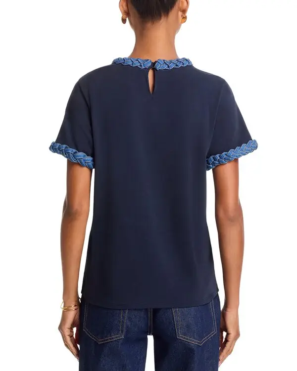 Cinq À Sept Denim Braided Tee - Navy