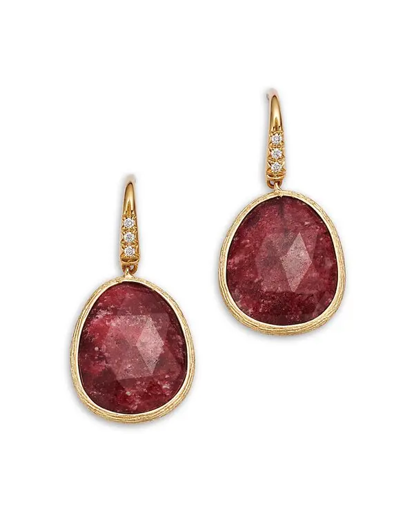 Marco Bicego 18k Yellow Gold Thulite And Diamond Drop Earrings - Gold/thulite
