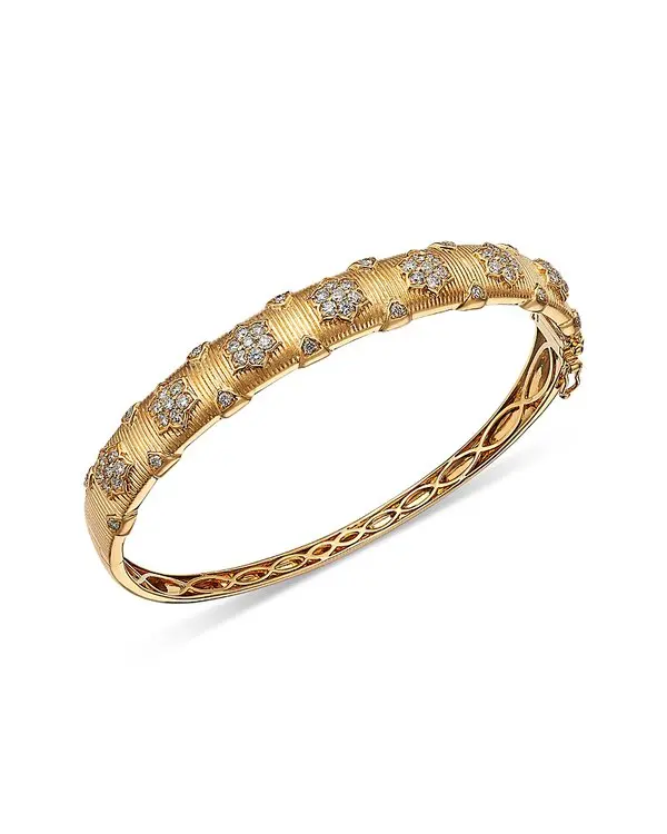 Bloomingdale'S Diamond And 14k Yellow Floral Bangle - Gold