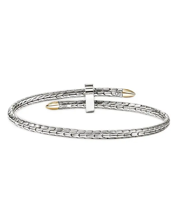 John Hardy 14k Yellow Gold & Sterling Spear Diamond Cuff Bracelet - Silver