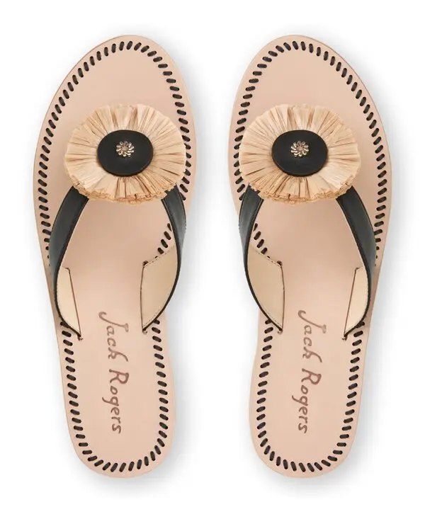 Jack Rogers Cay Thong Sandals - Black/natural