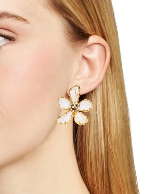 Aqua Crystal Flower Stud Earrings