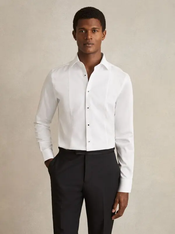 REISS Marcel Regular Fit Cotton Marcella Tuxedo Shirt
