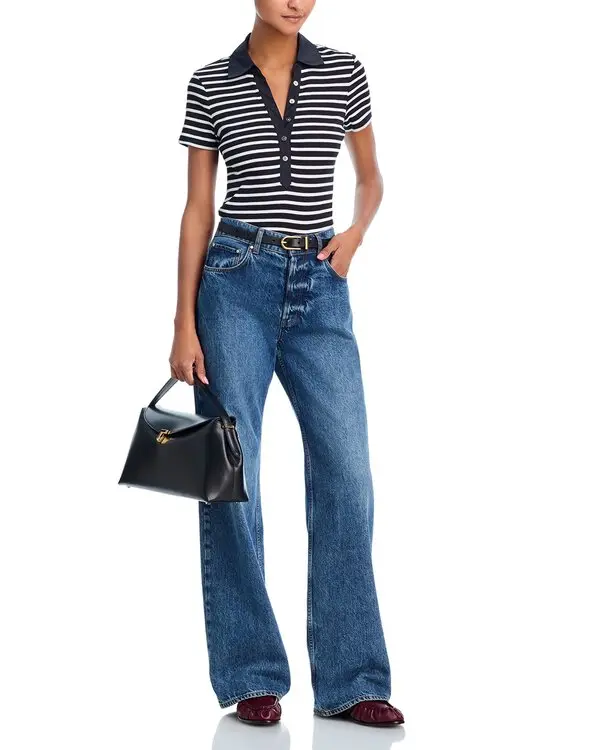 Veronica Beard Kearney Striped Tee - White Black