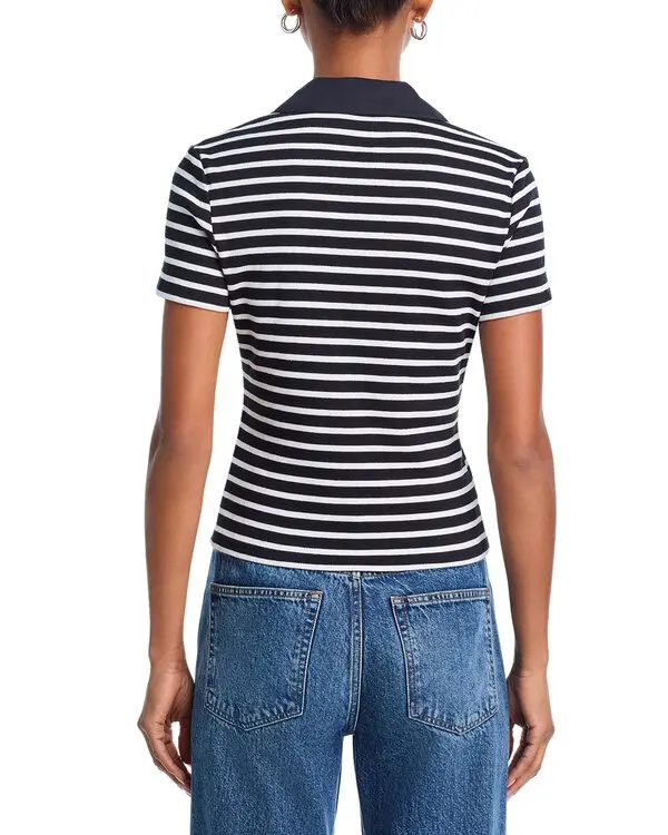 Veronica Beard Kearney Striped Tee - White Black