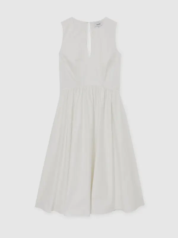 REISS Liza Cotton Corset Midi Dress