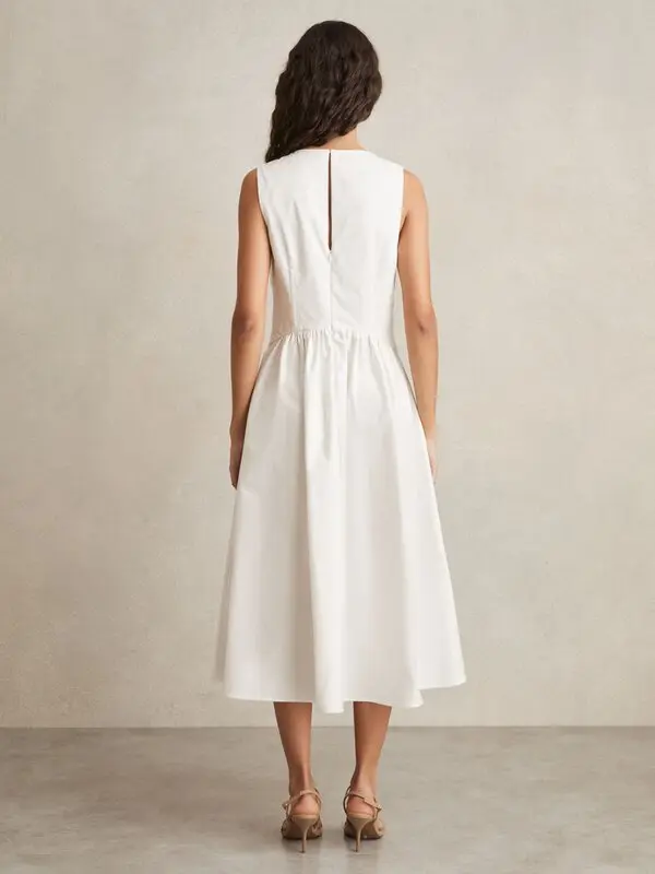 reiss liza corset dress Reiss 100% Cotton Corset Midi Dress in Sage