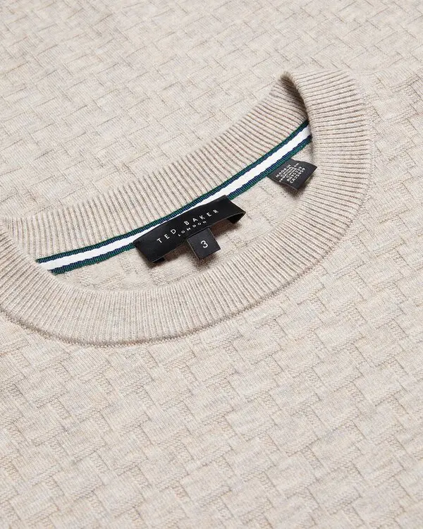 Ted Baker London Textured Stitch Crewneck Sweater - Taupe