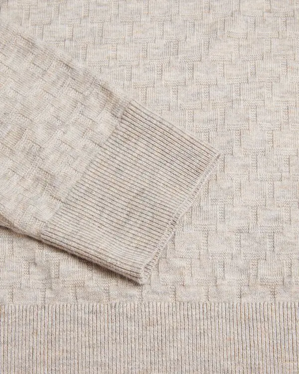 Ted Baker London Textured Stitch Crewneck Sweater - Taupe